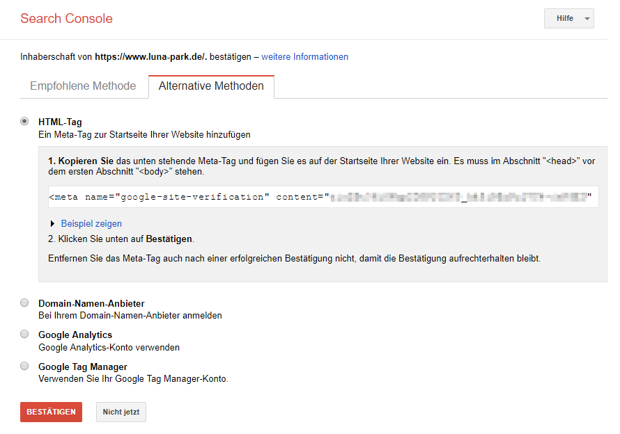 Google Search Console einrichten | Google Webmaster Tools